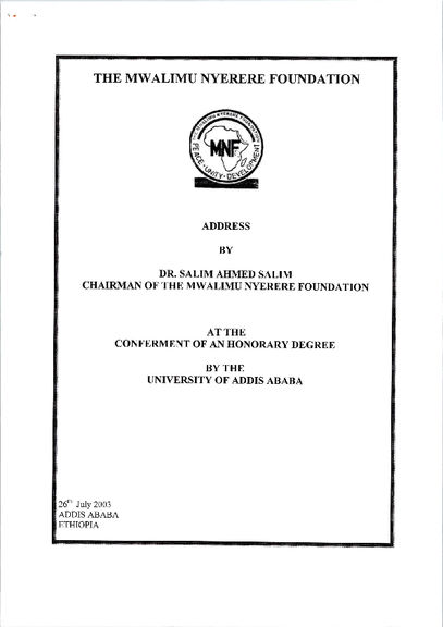 Conferment of An Honorary Degree by the… | Salim Ahmed Salim