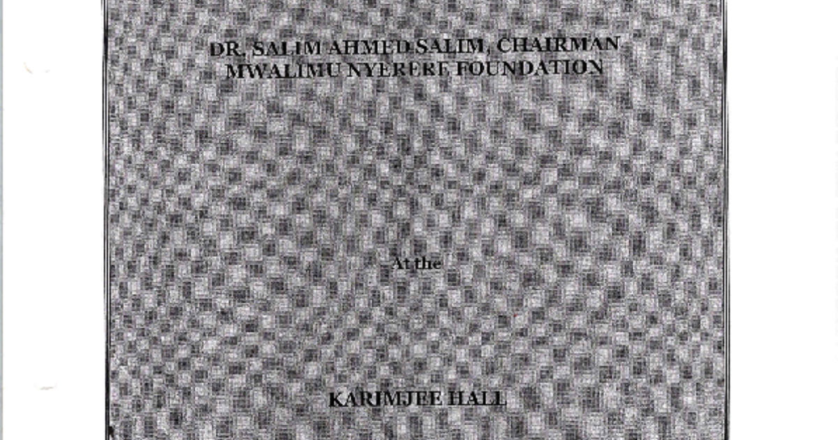 Public Lecture for the Economics Society of… | Salim Ahmed Salim