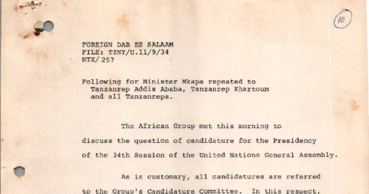 Correspondence to Foreign Minister Mkapa on… | Salim Ahmed Salim