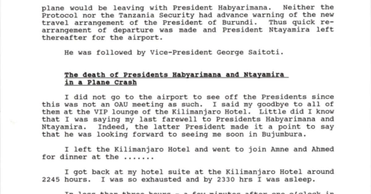 Assassination of President Juvénal Habyarimana… | Salim Ahmed Salim