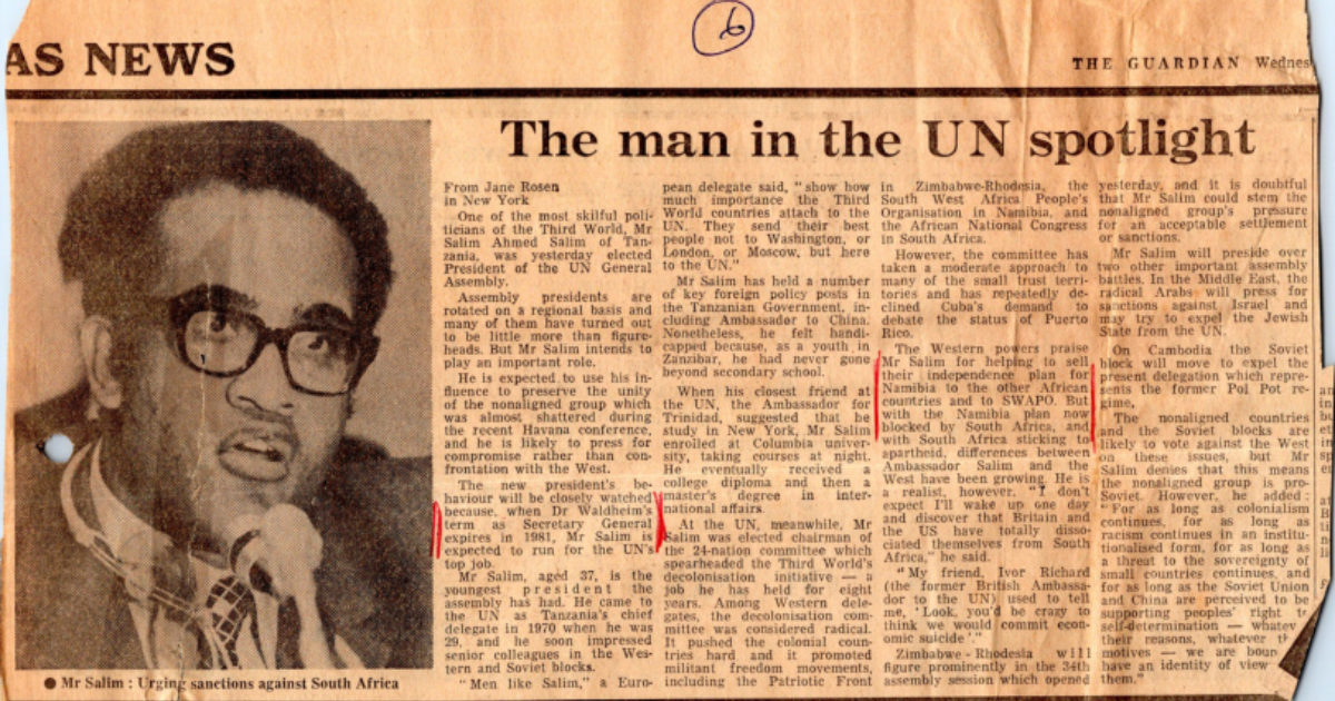 President of the 34th Session of the UN General… | Salim Ahmed Salim