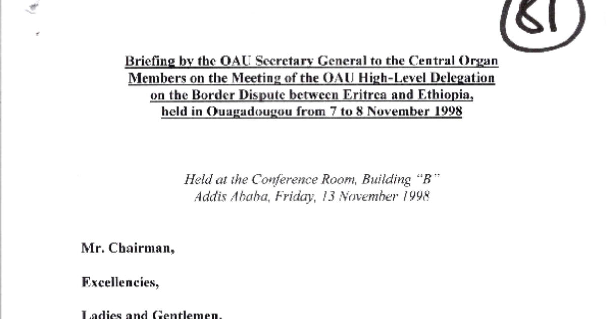 Secretary General Briefing to the Central Organ… | Salim Ahmed Salim