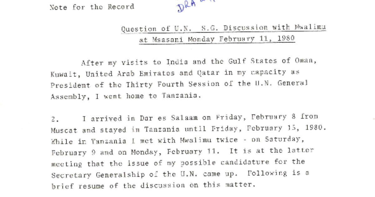 Discussion with Mwalimu Nyerere on the UN… | Salim Ahmed Salim